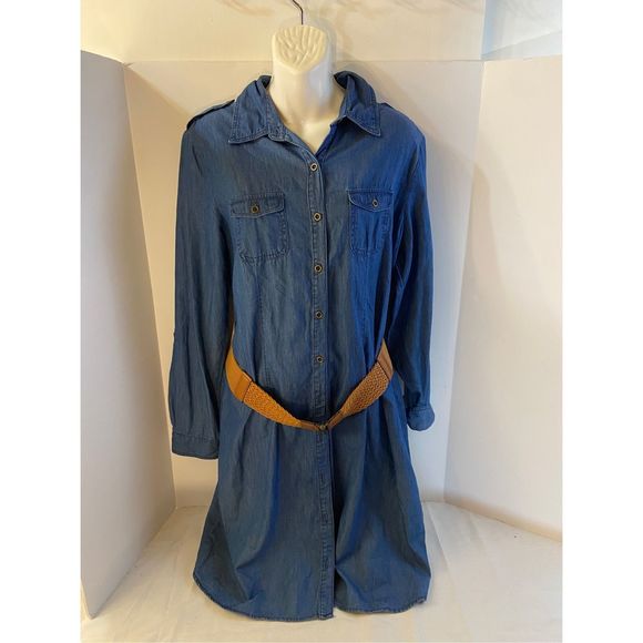 Cato | Dresses | Cato Blue Denim Shirt Dress Large Belted Nwot Rn3780 ...